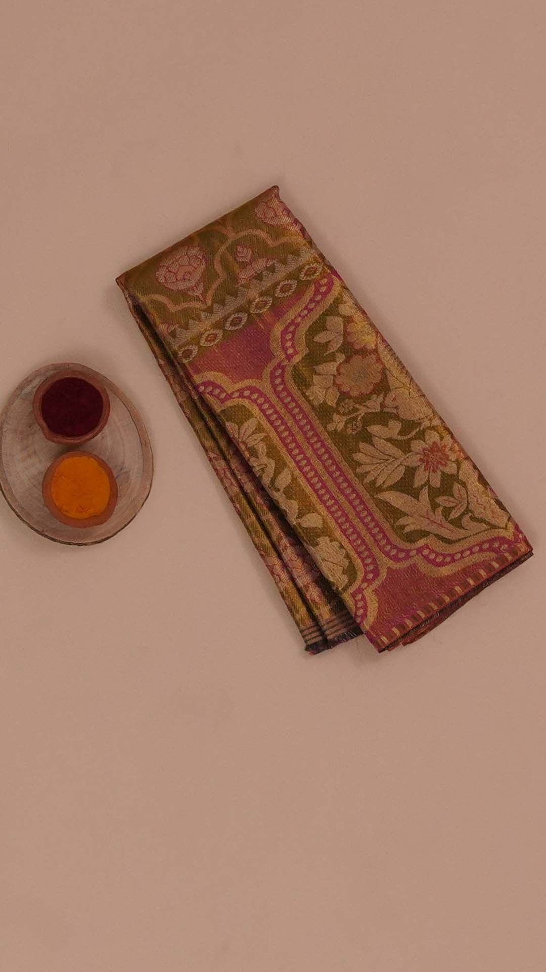 Gold Green Pattu Pavada Set / Half Saree Set – Vaarahi silks