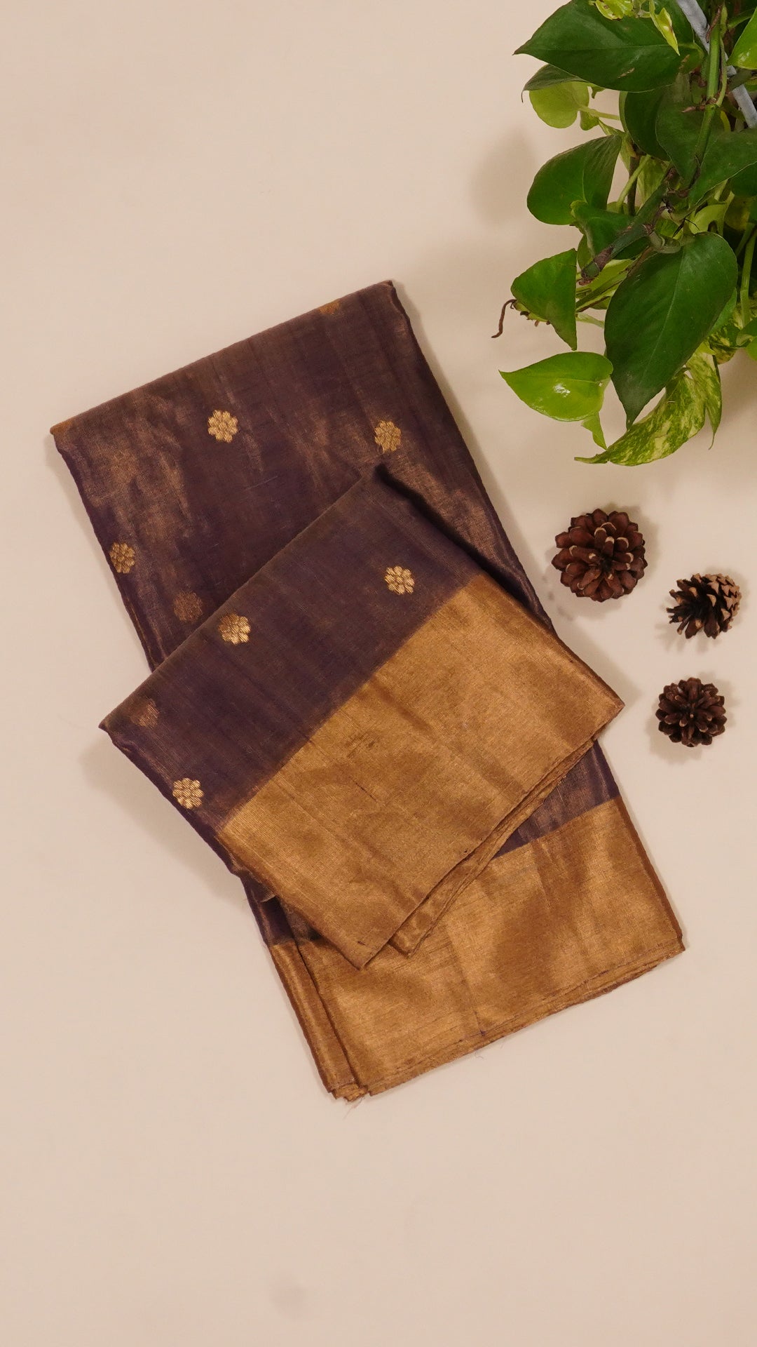 Violet Chanderi Silk Saree with Gold Butta & Kadi Border – Vaarahi silks