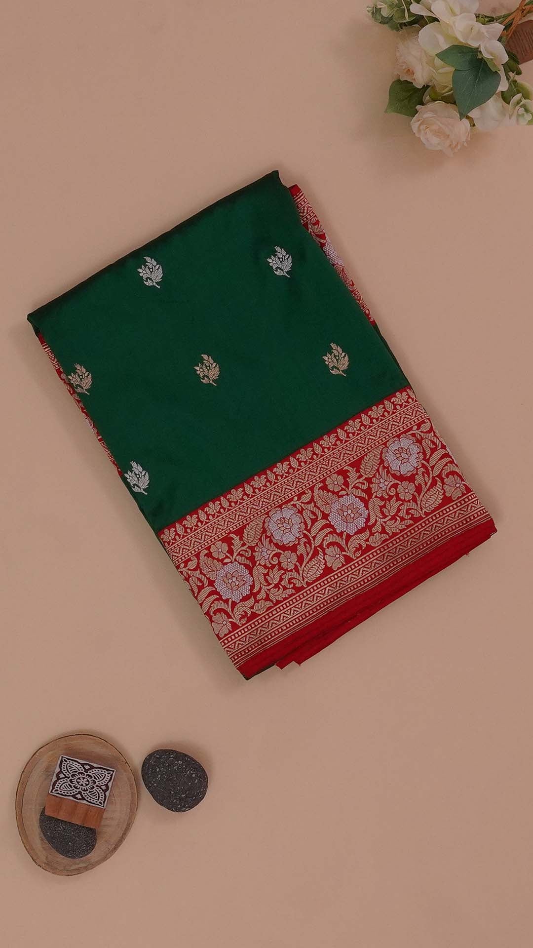 Dark Green Khatan Saree – Vaarahi silks