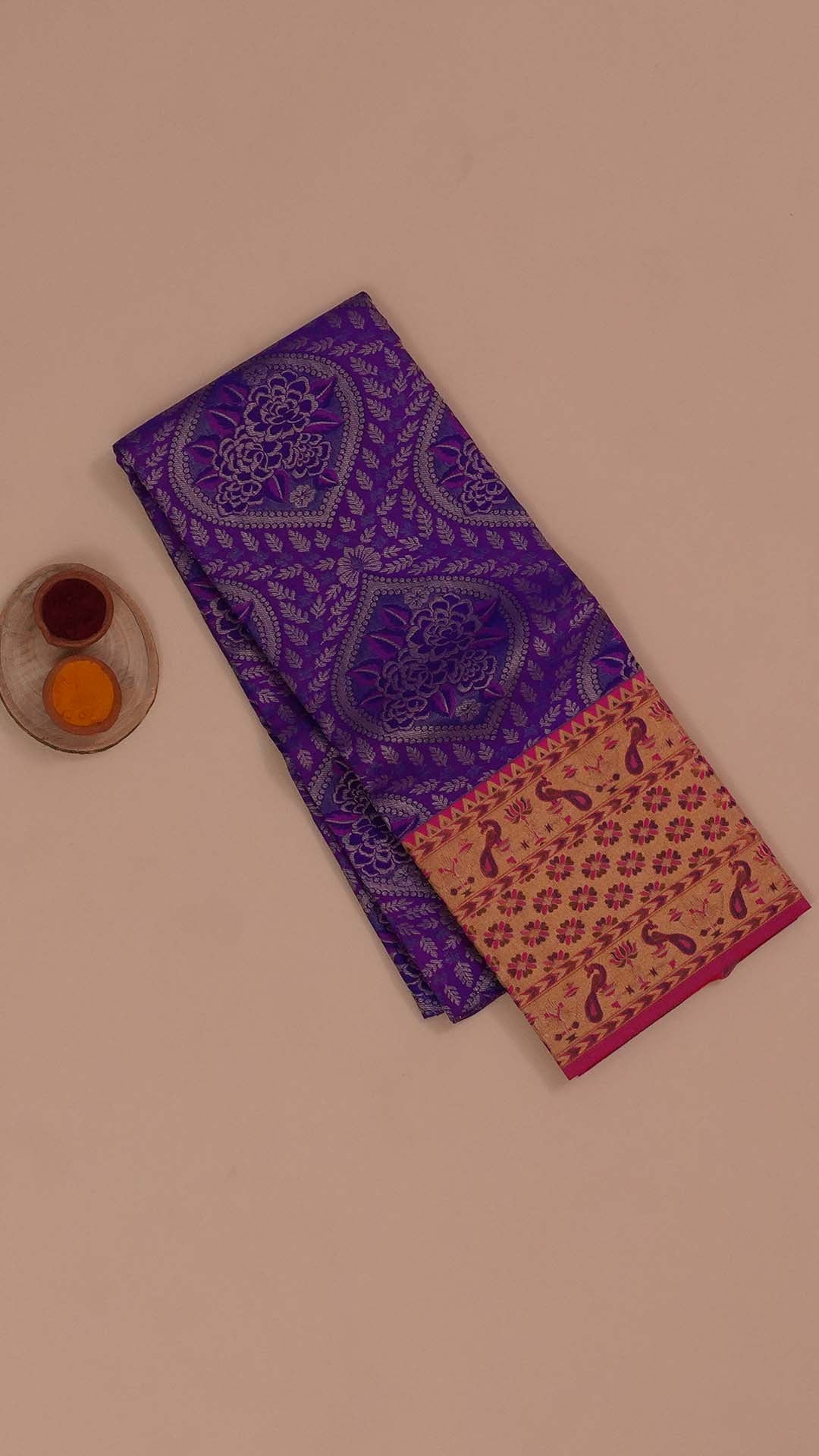 Violet Pattu Pavada Set / Half Saree Set – Vaarahi silks